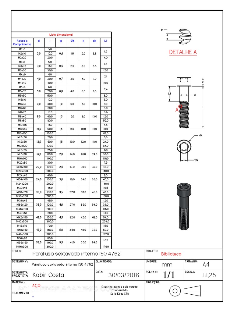 Parafuso Sextavado Interno ISO 4762 | PDF