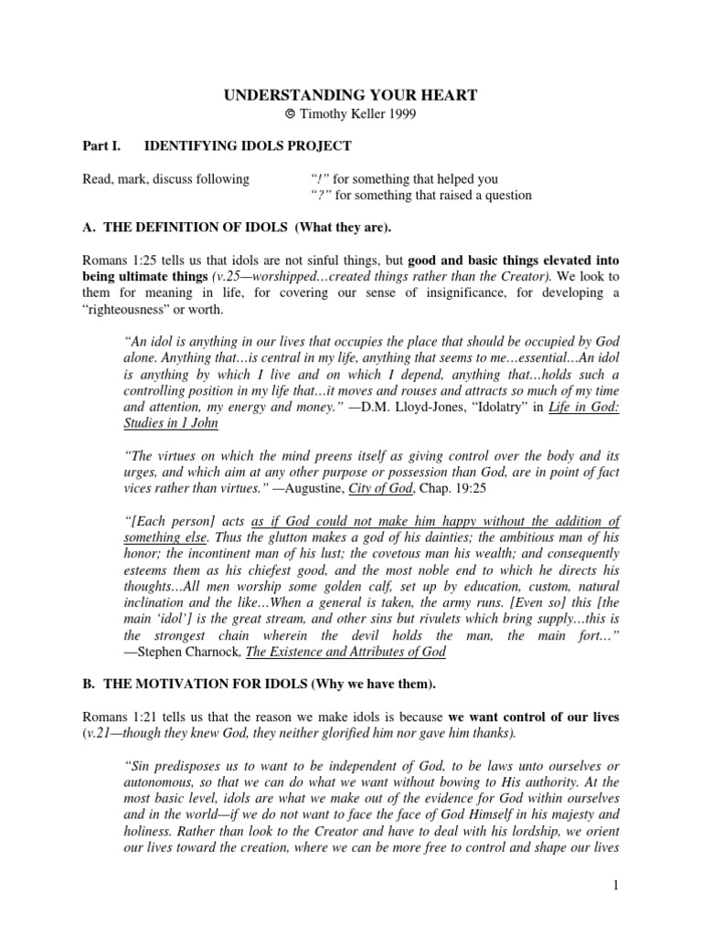 Understanding Your Heart: Identifying Idols Project | PDF | Idolatry ...