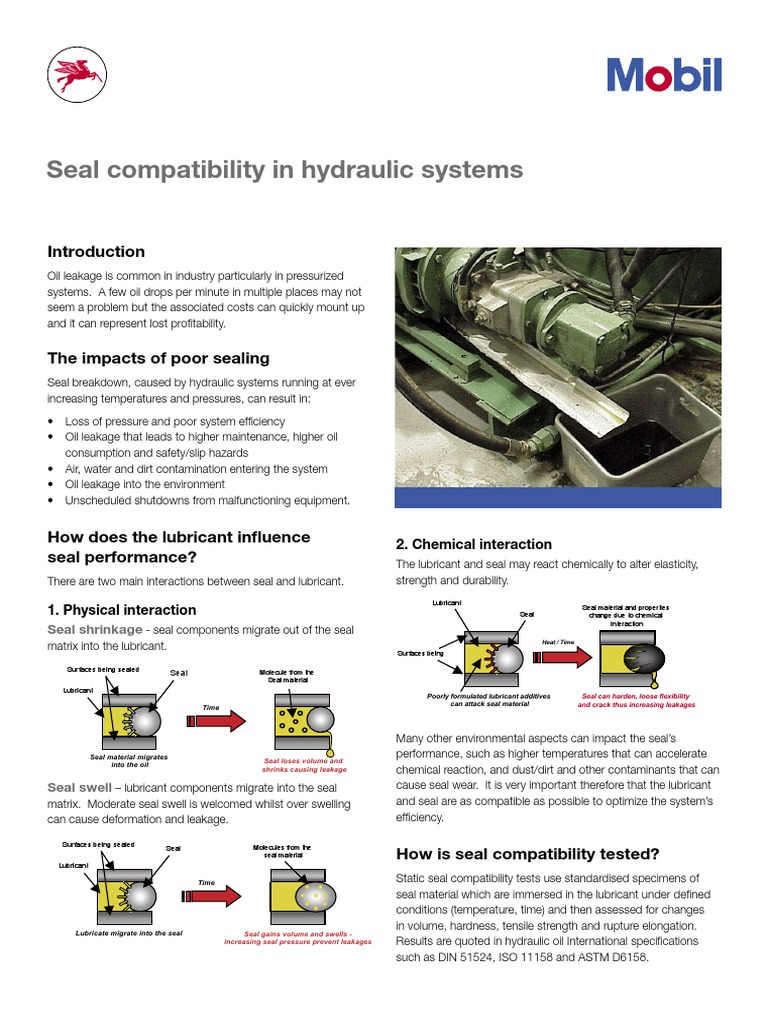 Seal Compatibility Hydraulic System | PDF | Lubricant | Exxon Mobil