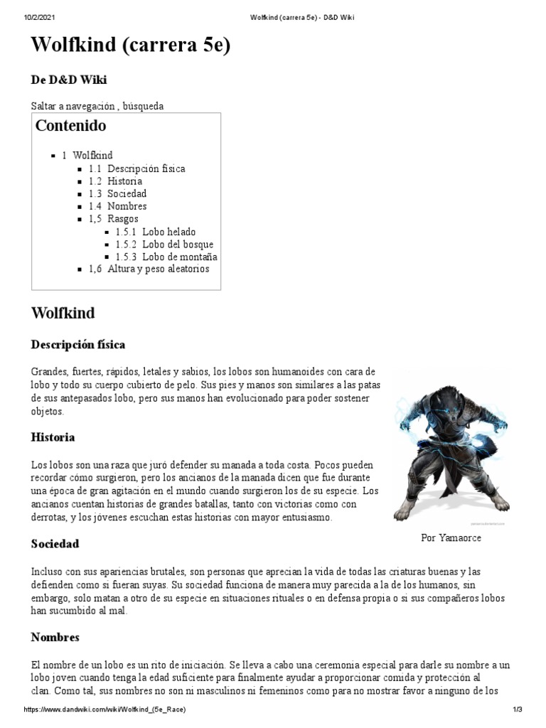 Wolfkind: Raza de Lobos en D&D 5e | PDF | Naturaleza