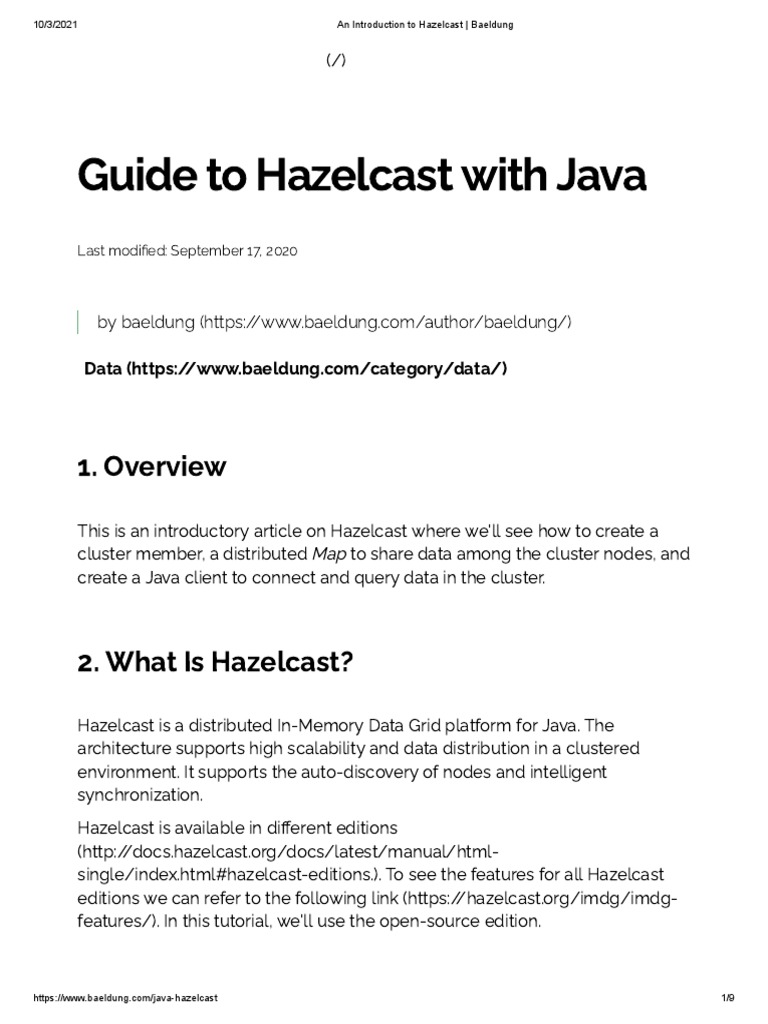 An Introduction To Hazelcast - Baeldung | PDF | Representational State Transfer | World Wide Web
