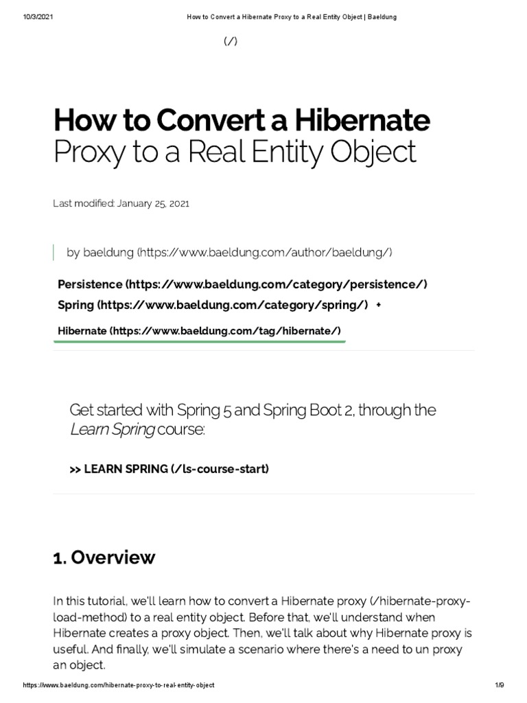 How To Convert A Hibernate Proxy To A Real Entity Object - Baeldung | PDF | World Wide Web ...
