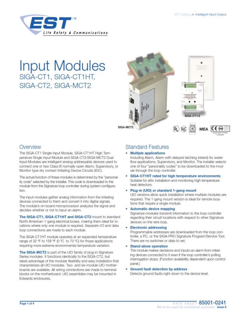 Input Modules: Siga-Ct1, Siga-Ct1Ht, Siga-Ct2, Siga-Mct2 | PDF | Switch ...