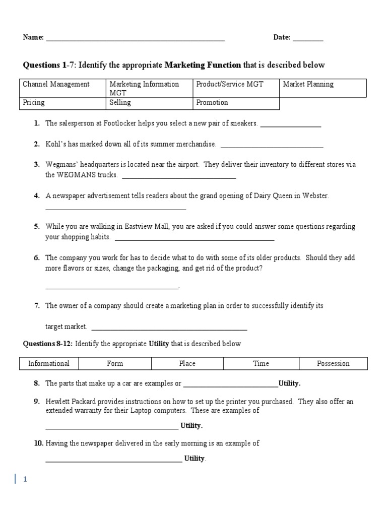 Ch1 Quiz | PDF | Marketing | Market (Economics)