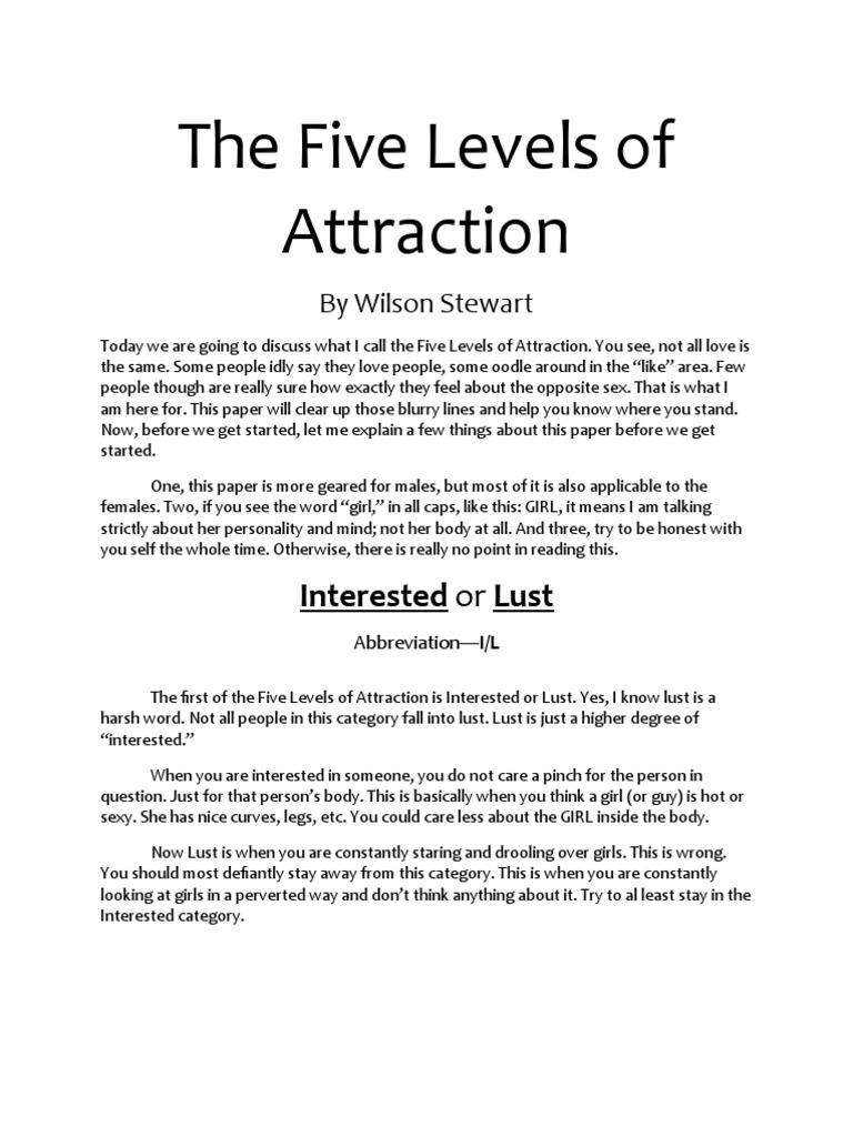 The Five Levels of Attraction | PDF | Lust | Love