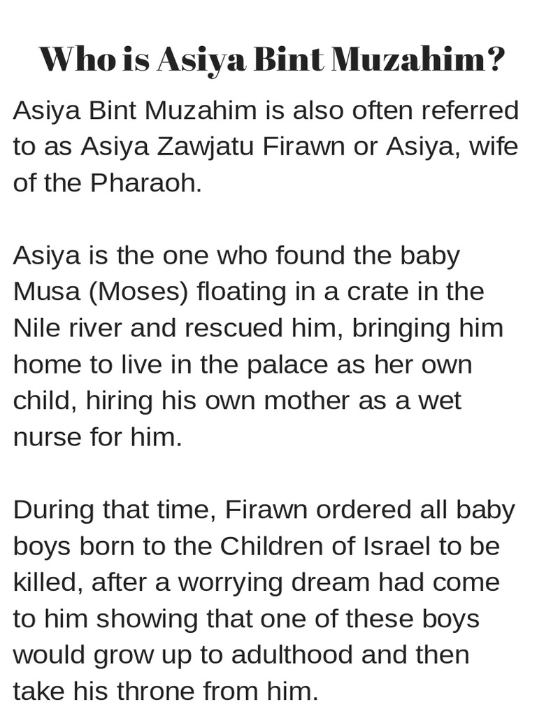 Who Is Asiya Bint Muzahim? | PDF