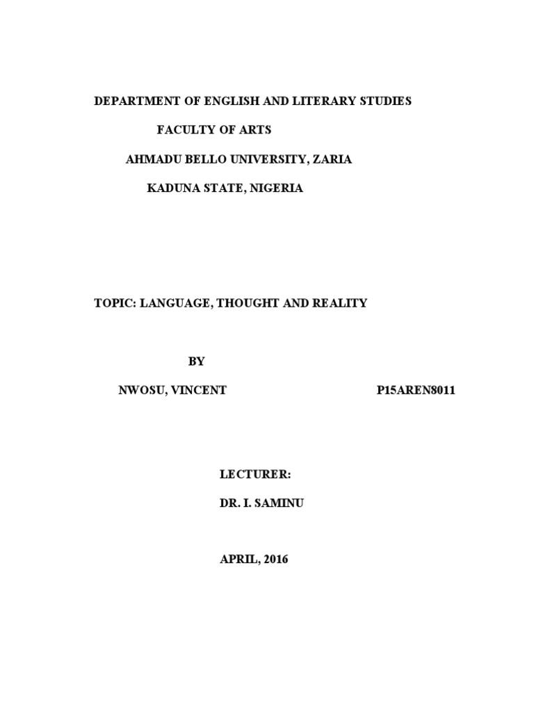 Language Thought and Reality | PDF | Academic Discipline Interactions ...