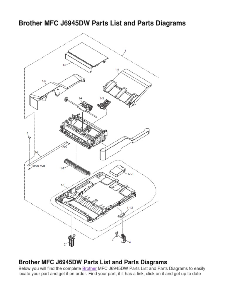 Brother MFC J6945DW Parts List and Parts Diagrams | Download Free PDF ...
