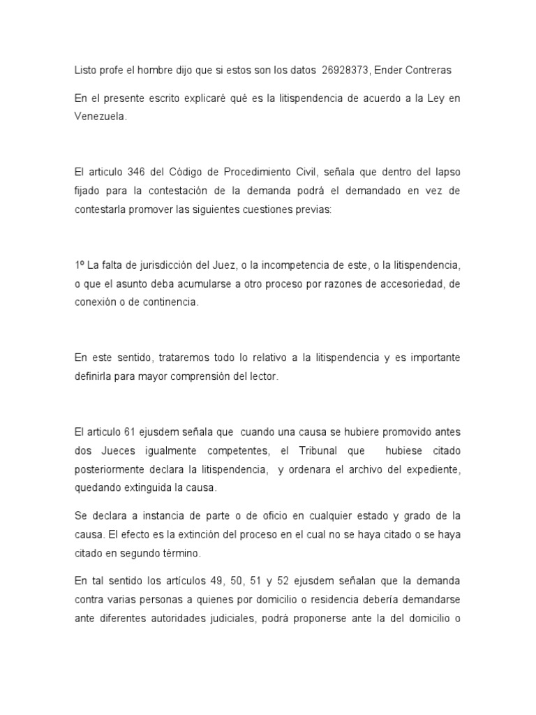 LITISPENDENCIA | PDF | Estoppel colateral | Derecho Civil (Common Law)