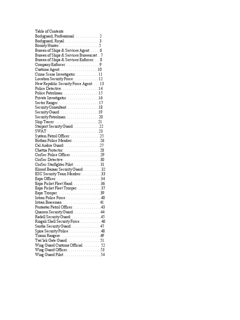 Star Wars (D6) Fanmade - NPC Supplement - Law Enforcement & Security ...