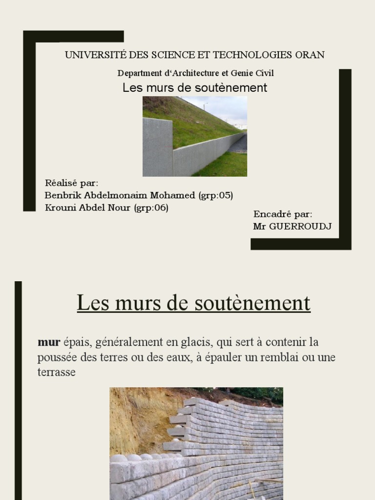 Les Murs de Soutenement | PDF | Mur | Ingénierie des structures