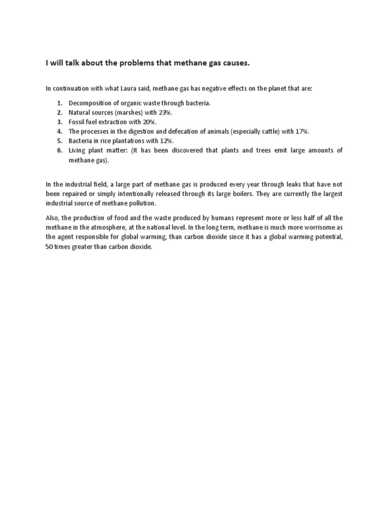 Problems That Methane Gas Causes in The Environment | PDF | Self ...