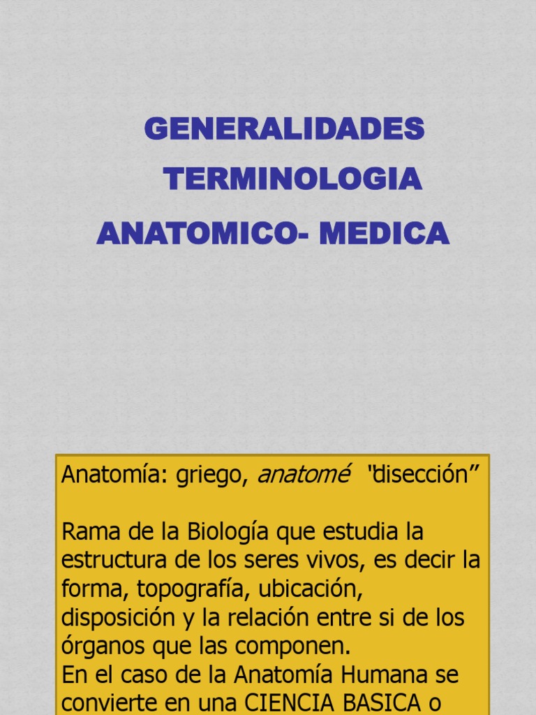 Presentacion Terminologia Anatomico Medica - Dra Nancy. Morfofisiologia ...