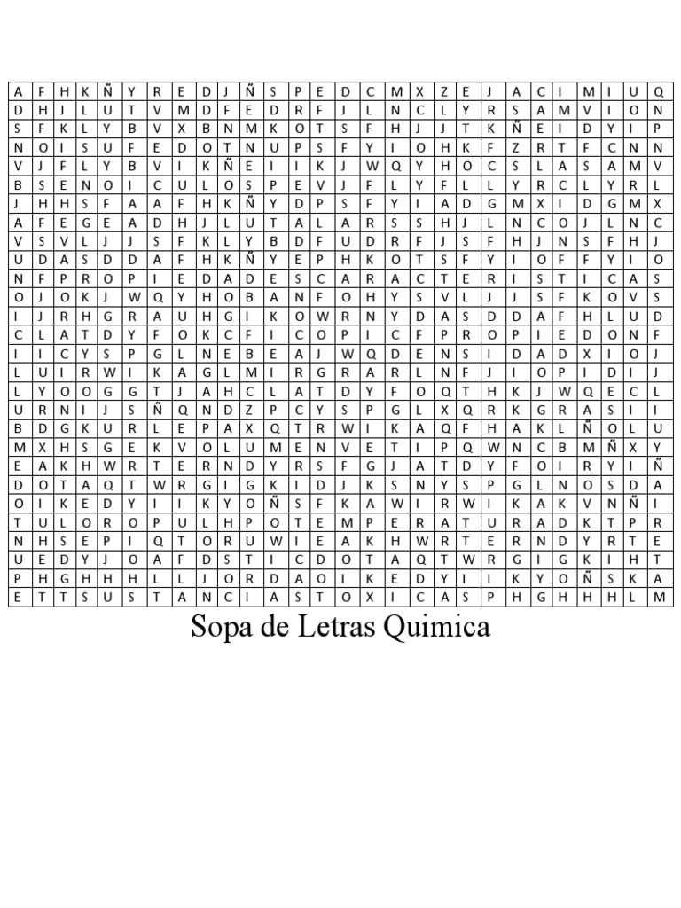 Sopa de Letras Quimica | PDF