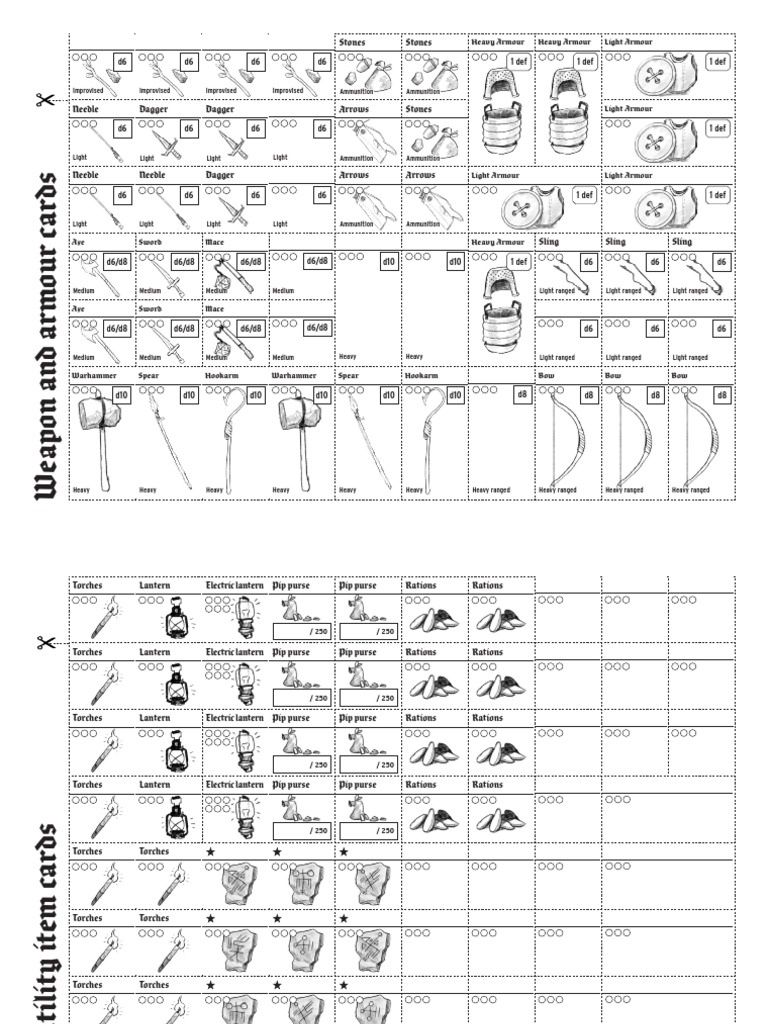 Mausritter Item Condition Sheets | PDF | Equipment | Tools