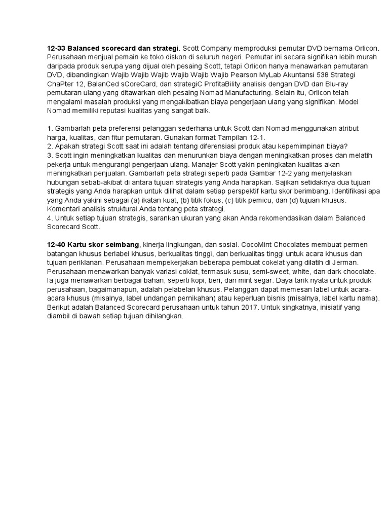 Soal Akmen 2 Bab 12 | PDF | Bisnis