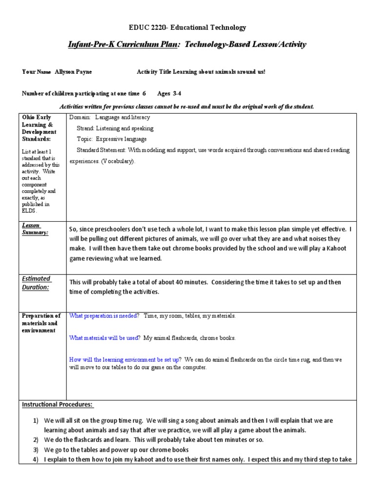 Ed Tech ECDE Lesson Plan Week 8 | PDF | Lesson Plan | Educational ...