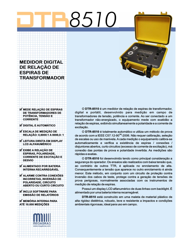 DTR8510 | PDF | Transformador | Rede elétrica