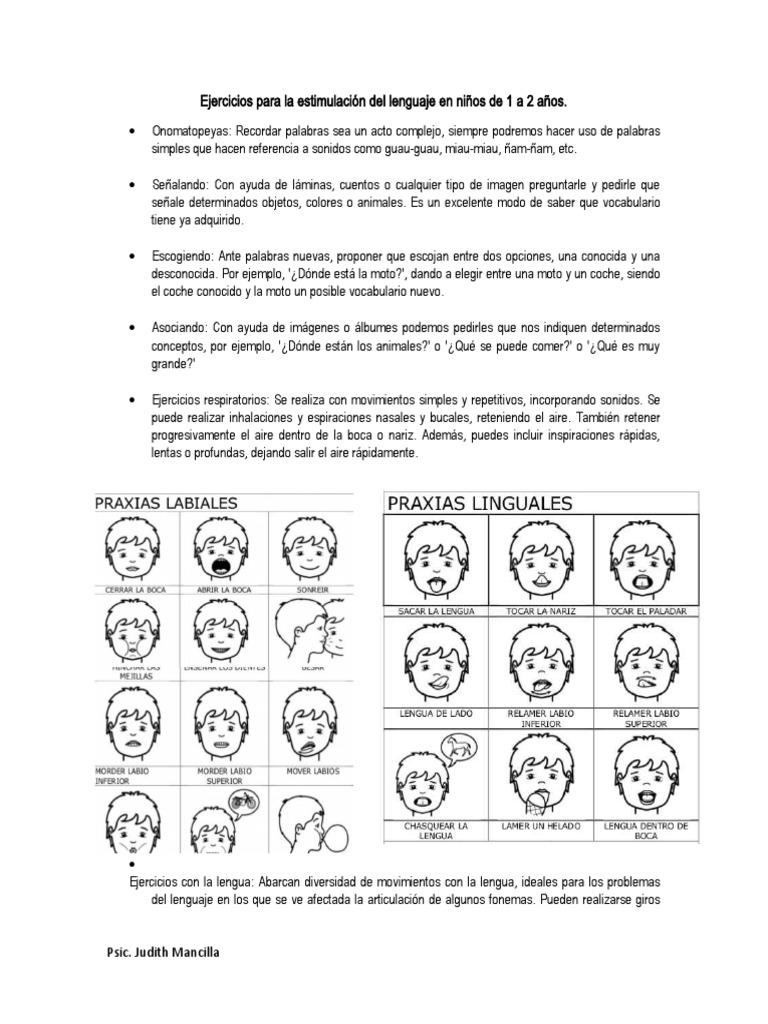 Ejercicios de lenguaje para niños 1-2 años | PDF | Idiomas