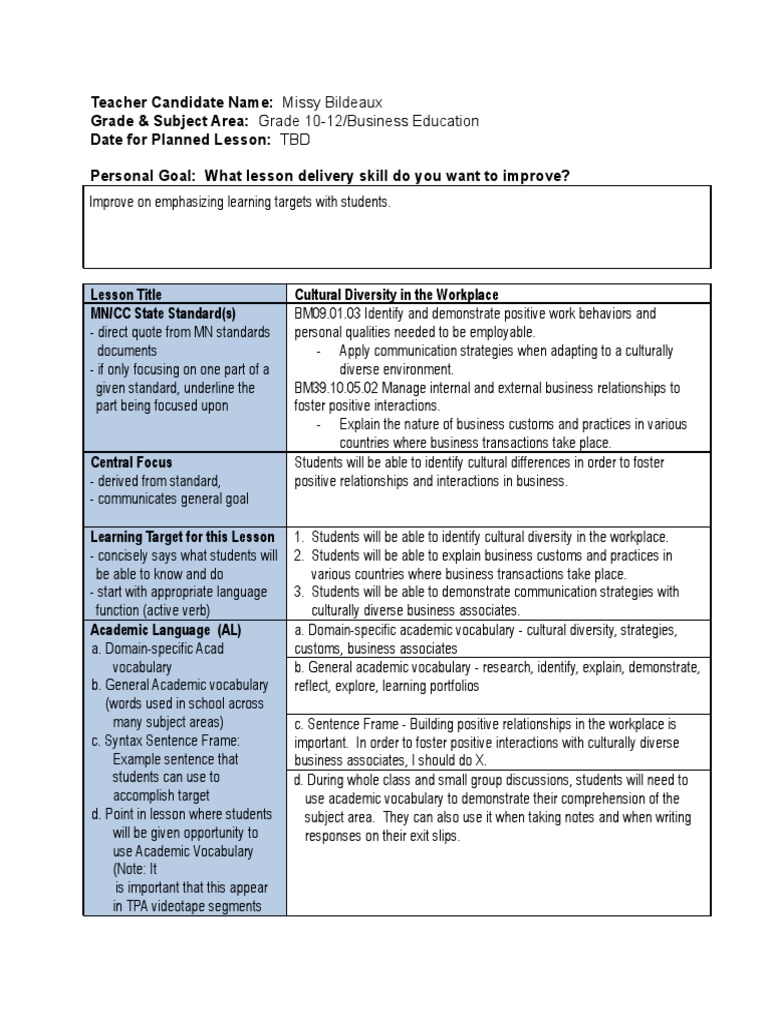 Cultural Diversity in Business Education | PDF | Teachers | Reading ...