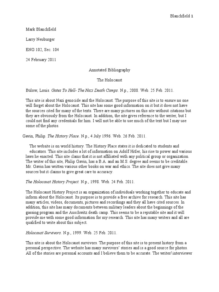 Holocaust Annotated Bibliography | PDF | Nazi War Crimes | The Holocaust