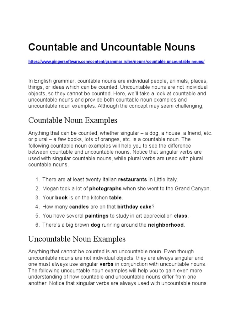 Countable And Uncountable Nouns Explained With Examples Countable And