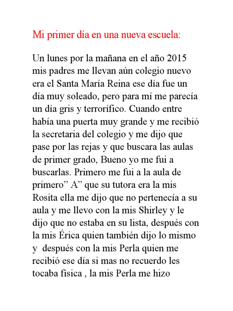 Mi primer día en el Santa María Reina | PDF | Religión y espiritualidad
