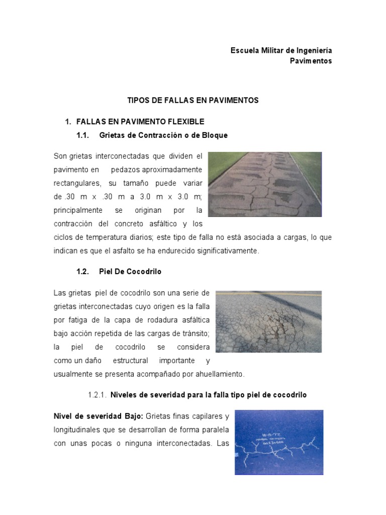Tipos De Fallas En Pavimentos Pdf