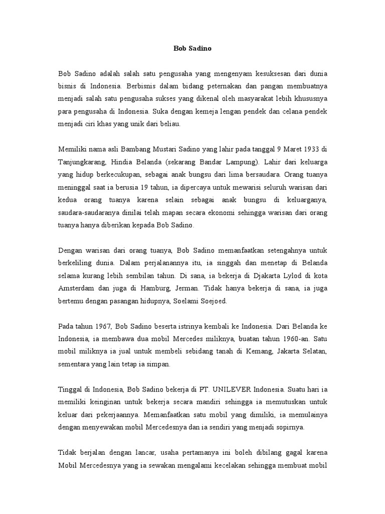 Teks - Biografi - Tokoh - Bob Sadino | PDF