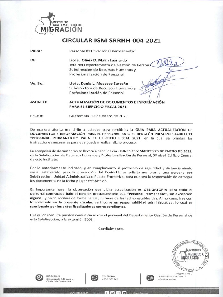 Circular Igm-Srrhh-004-2021 | PDF