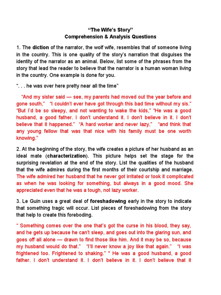 Analysis of "The Wife's Story" | PDF | Irony | Narration