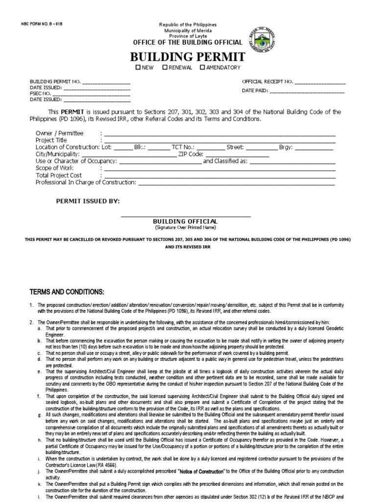 Building Permit Guidelines Philippines | PDF | Common Law | Government