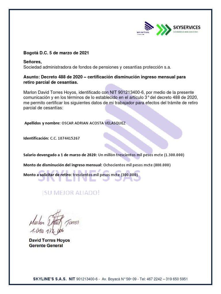 Carta de Certificacion Oscar Acosta | PDF