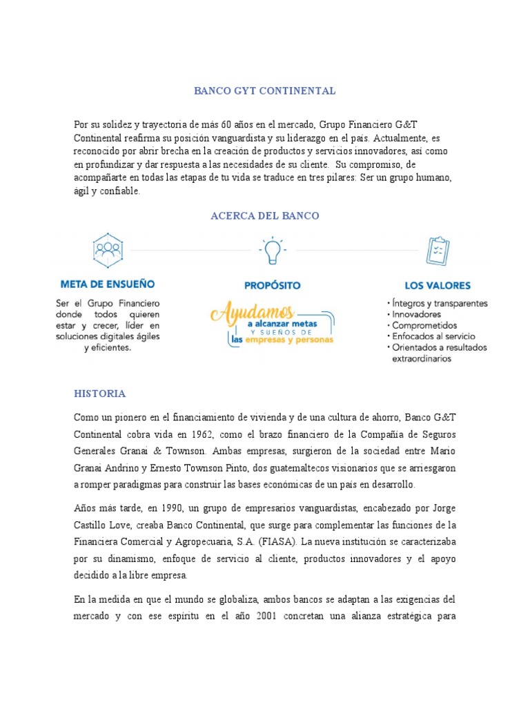 Banco GYT Continental: Historia y Compromiso | PDF | Responsabilidad ...