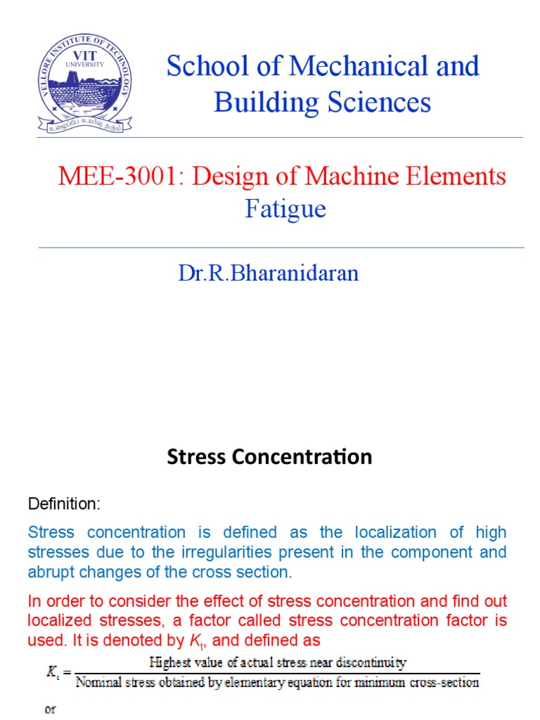 School of Mechanical and Building Sciences: MEE-3001: Design of Machine ...