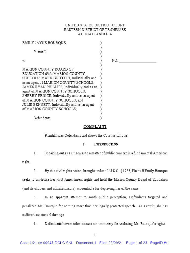 Bourque v. Marion County Board of Education, Et Al | PDF | First ...