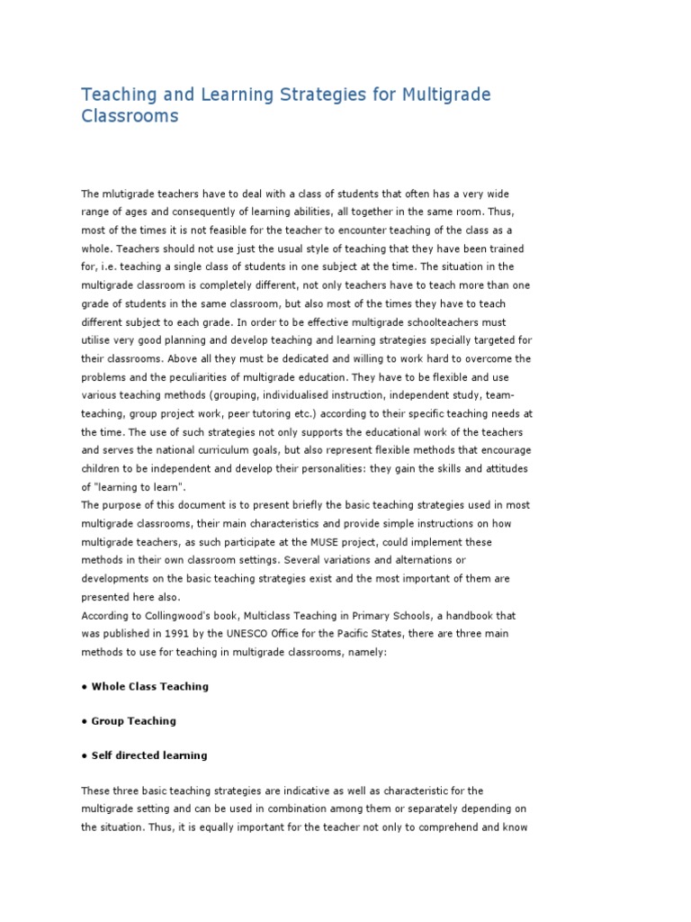Teaching and Learning Strategies For Multigrade Classrooms | PDF ... Teaching and Learning Strategies For Multigrade Classrooms | PDF ...