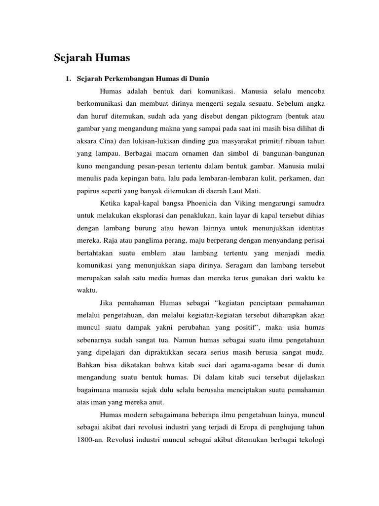 Sejarah Perkembangan Humas Global dan Indonesia | PDF