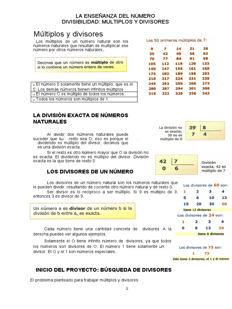 2 Múltiplos y divisores | PDF | División (Matemáticas) | Objetos ...