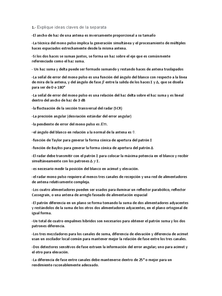 Monopulso: Precisión en Radar | PDF | Antena (Radio) | Radar
