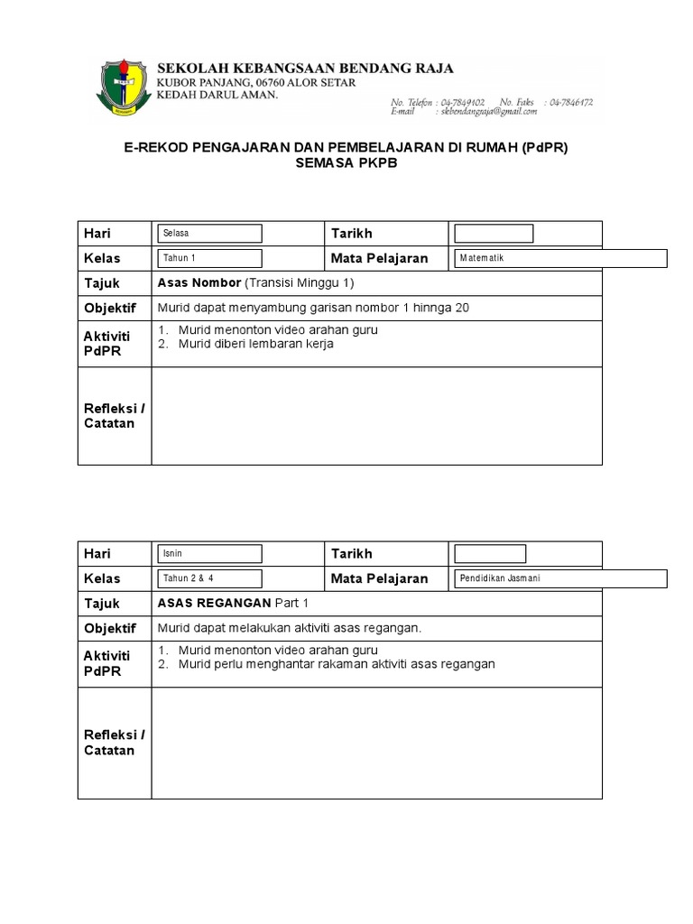 TemplatE-Rekod PDPR PKPB Minnu1 | PDF