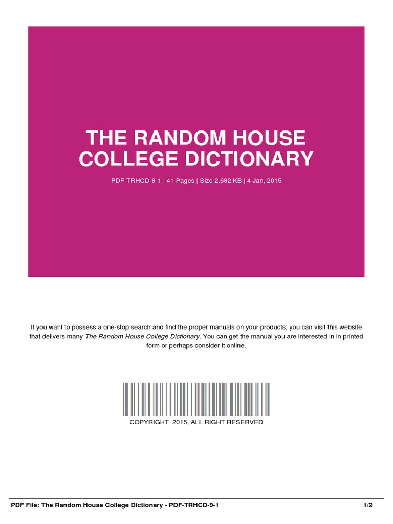The Random House College Dictionary: PDF-TRHCD-9-1 - 41 Pages - Size ...