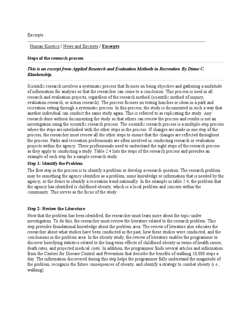 Different Steps of The Research Process | PDF | Scientific Method ...
