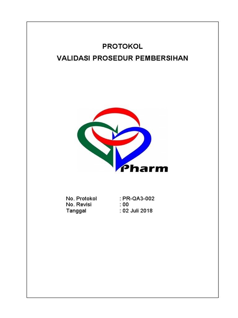 PR-QA3-002. (Ex) Protokol Validasi Pembersihan | PDF