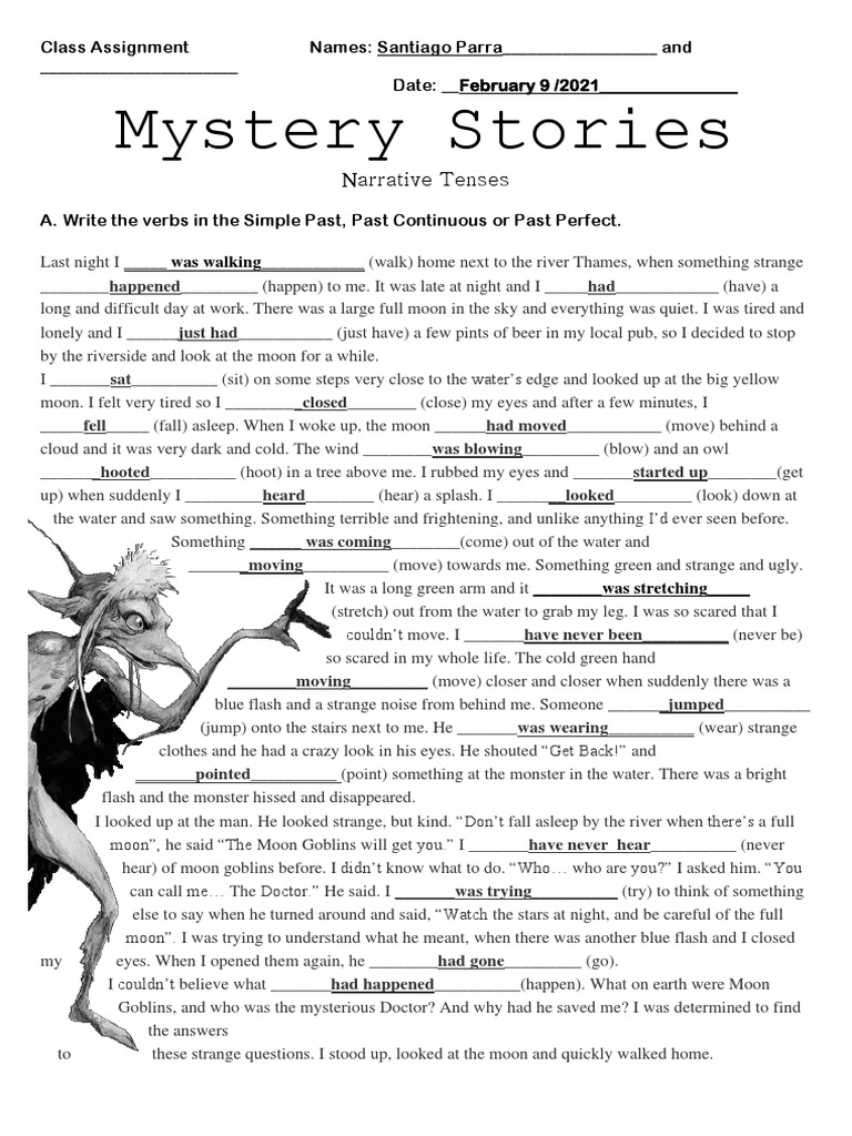 Mystery Story: Narrative Tenses Exercise | PDF | Language Arts & Discipline
