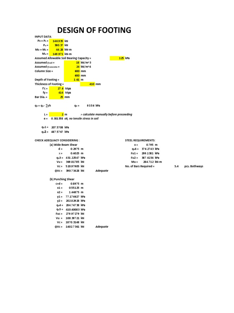 Design of Footing: D L U D L U | PDF