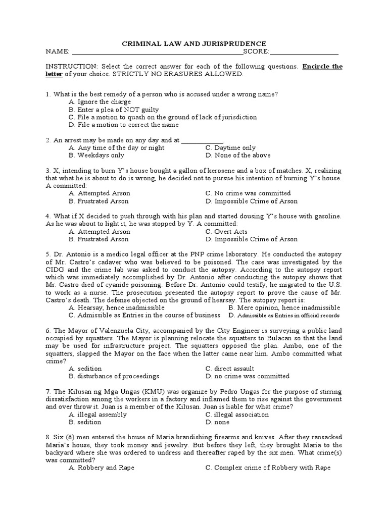 Analysis of Criminal Law Concepts and Principles Exemplified in a ...