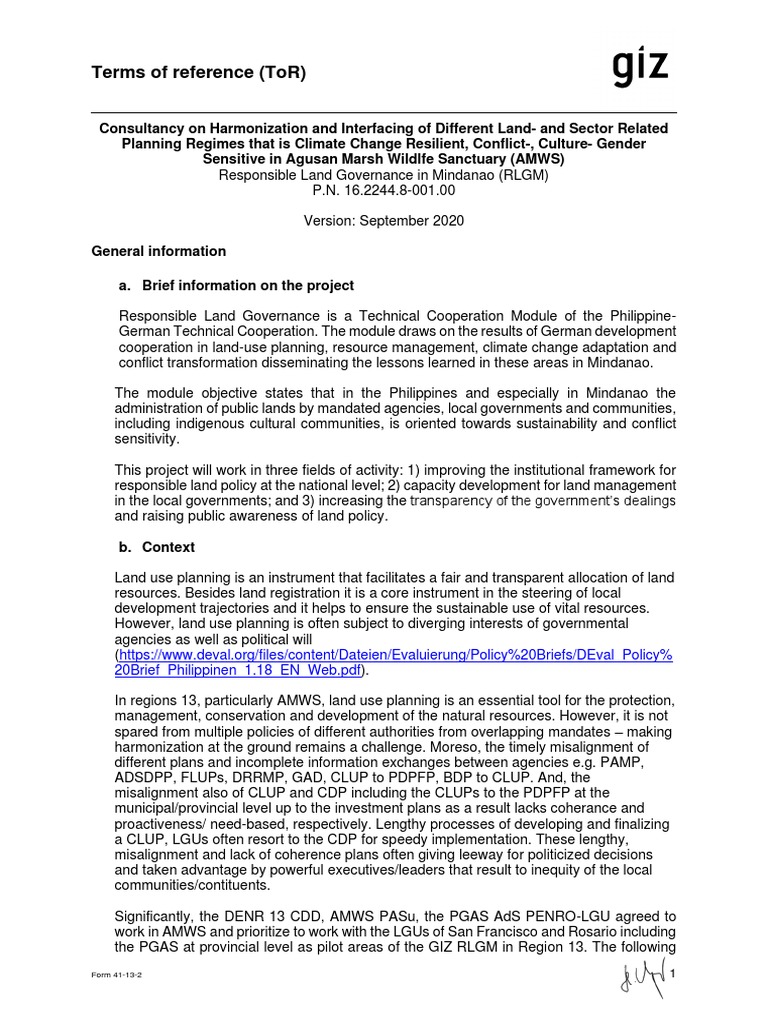 Annex 1-Terms of Reference | PDF | Map | Geographic Information System
