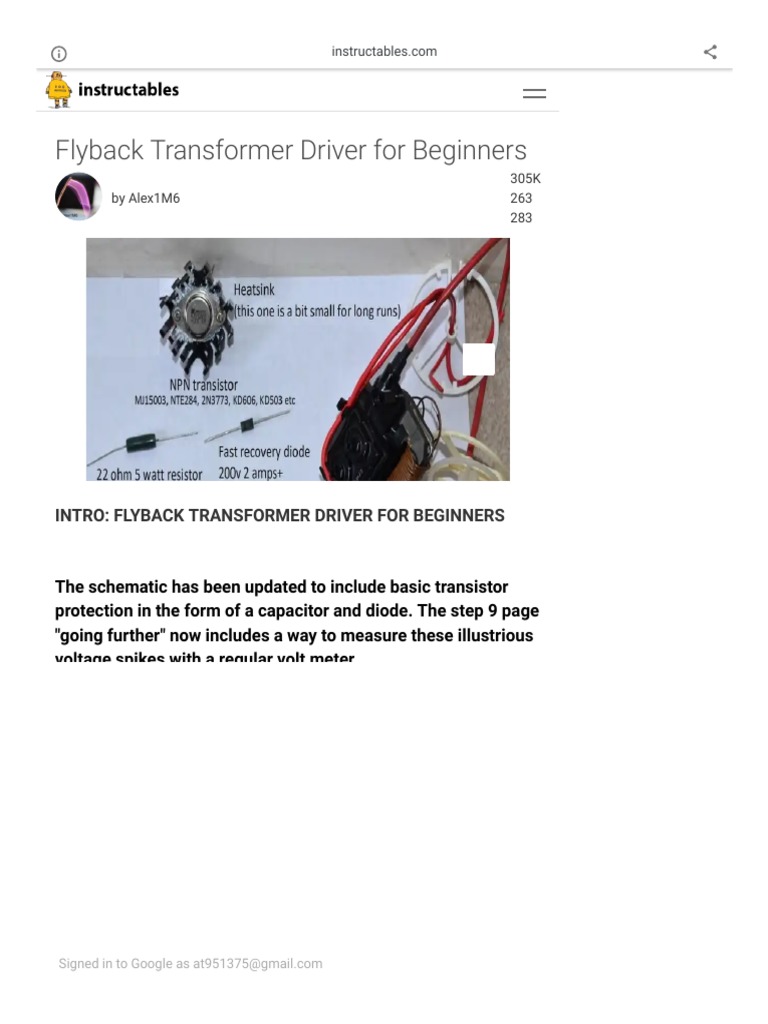 Flyback Transformer Driver For Beginners | PDF