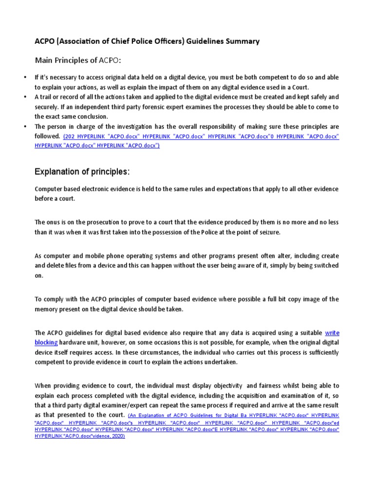 Main Principles of ACPO:: ACPO (Association of Chief Police Officers ...